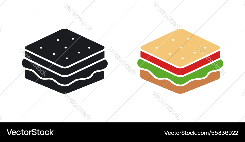 Sandwich icons set black and colored style Vector Image