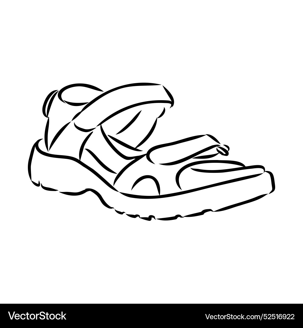 Strap sandal outline drawing Royalty Free Vector Image