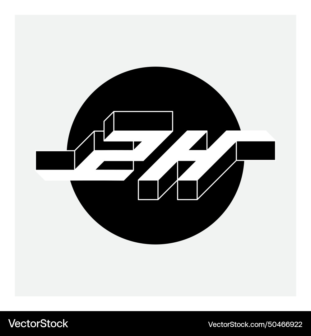 Zh or 2h - monogram logotype volume alphabet Vector Image