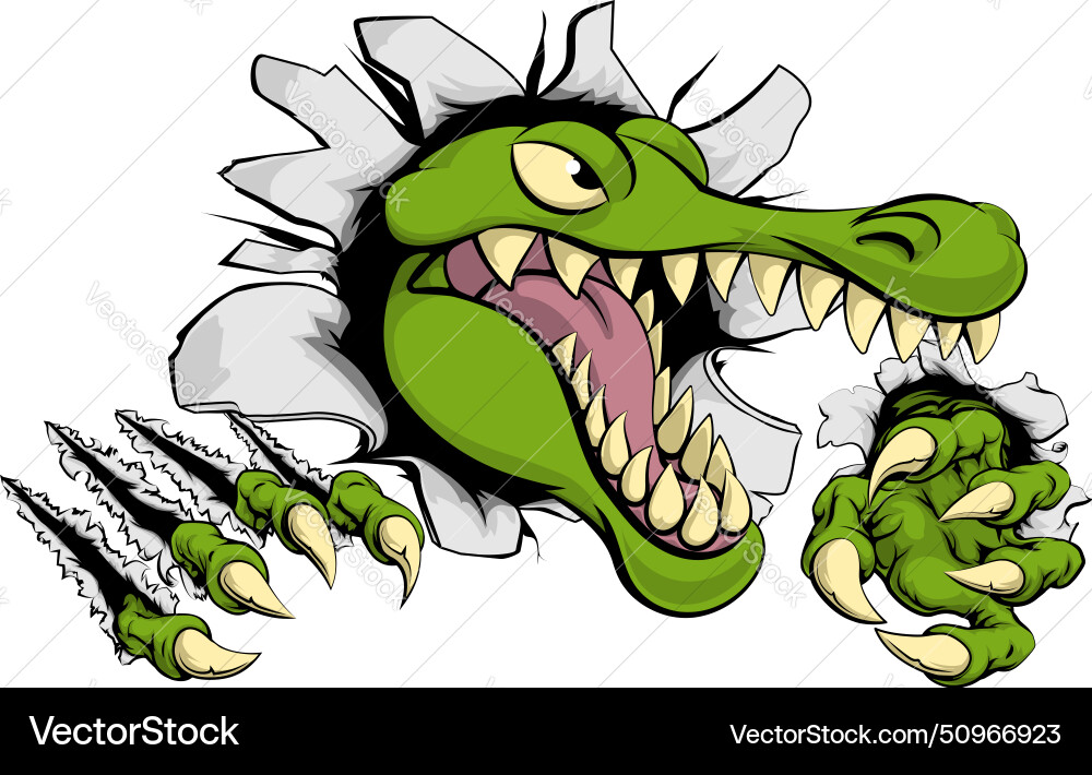 Alligator or crocodile smashing through wall Vector Image