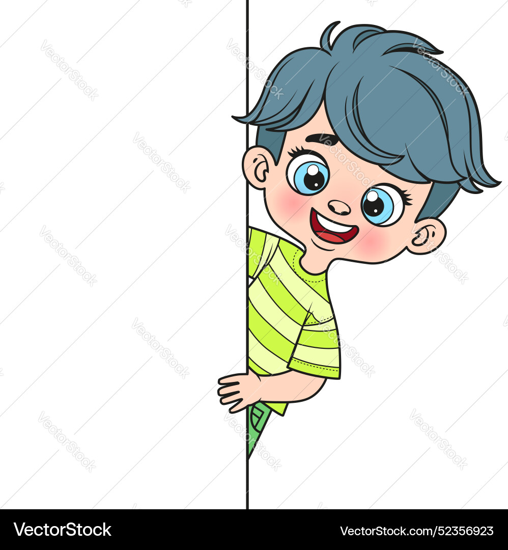 Cute Cartoon Boy Peeking Royalty Free Vector Image