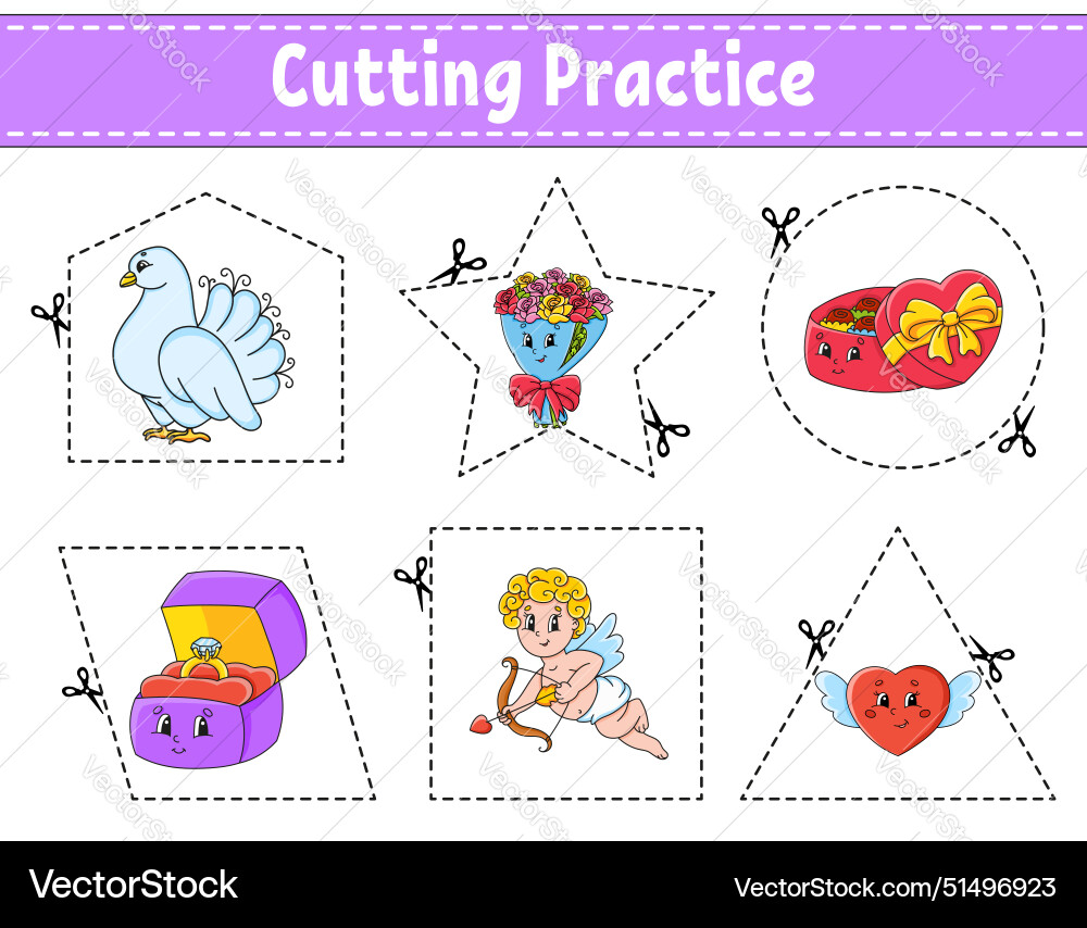 Cutting practice for kids education developing Vector Image