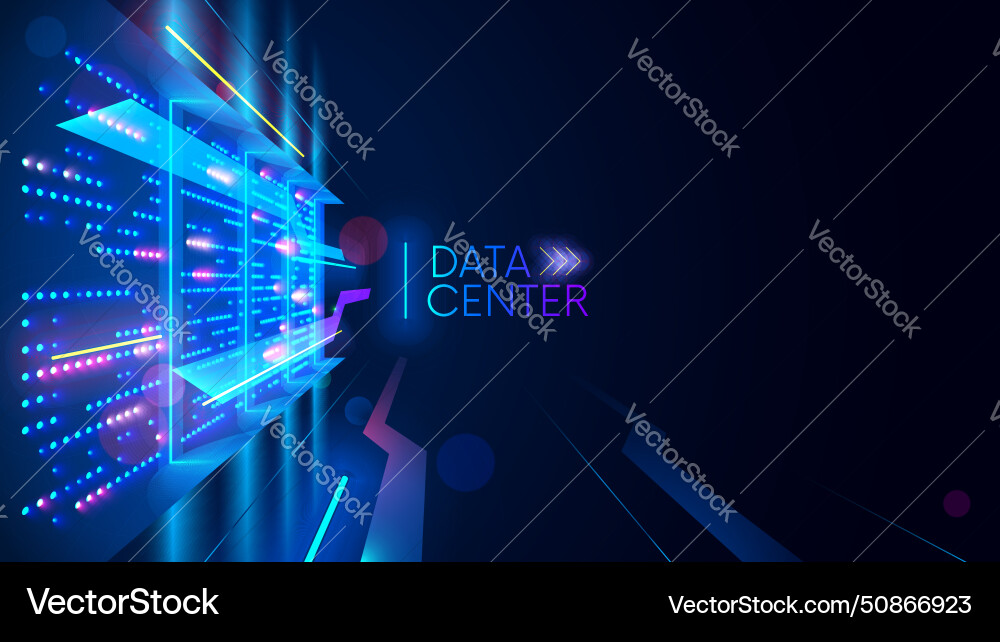 Data center or digital storage server rack Vector Image