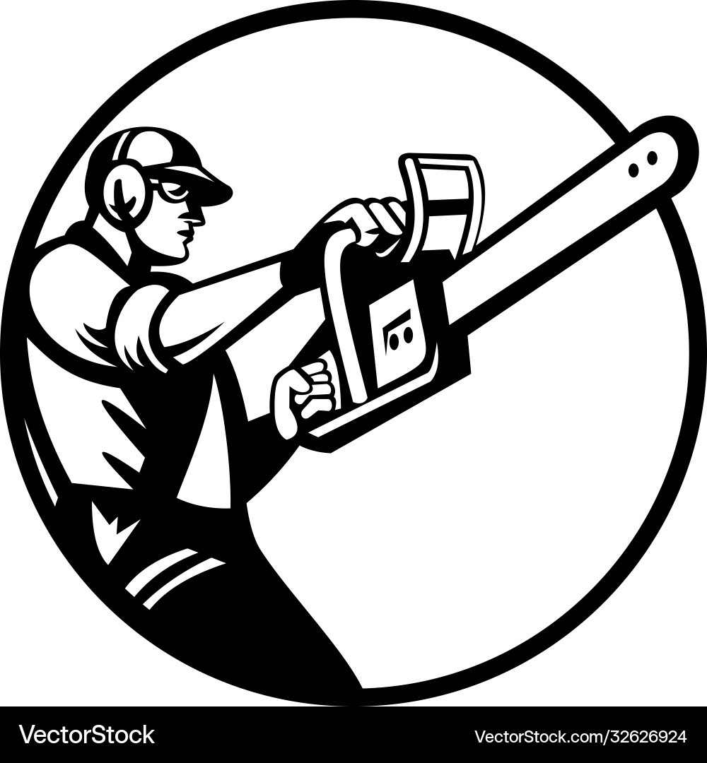 Arborist or tree surgeon holding chainsaw side Vector Image