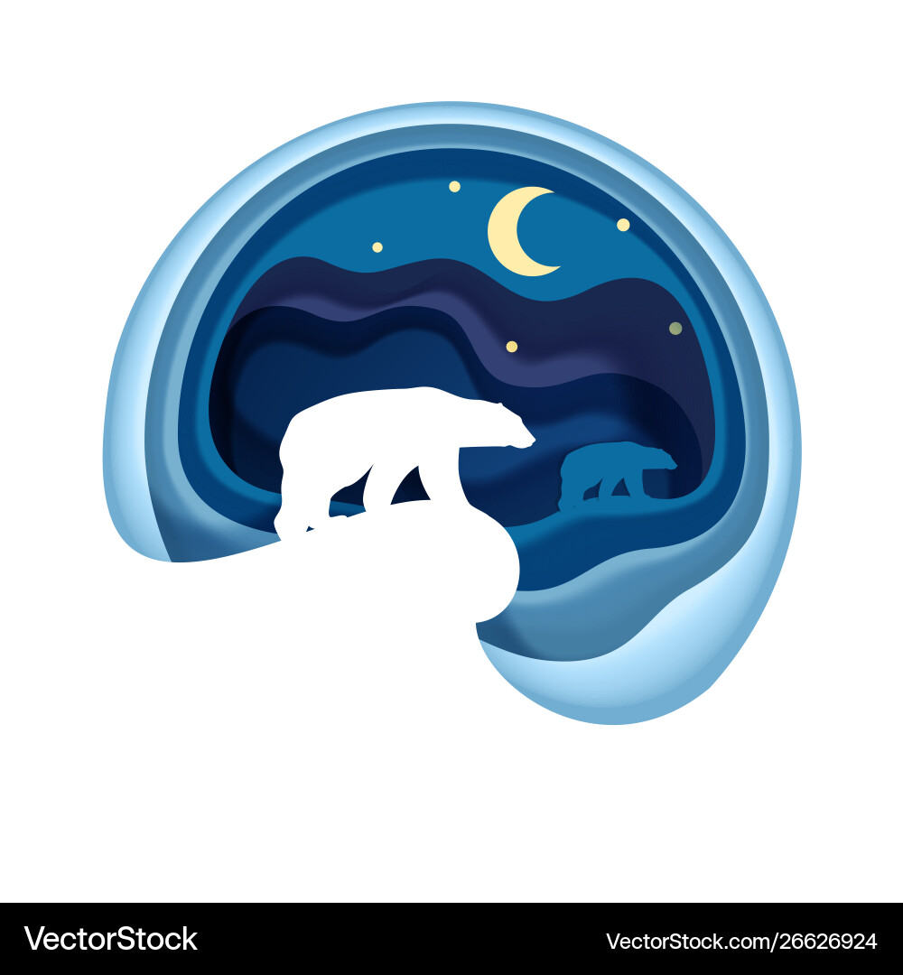 Arctic in paper art style Royalty Free Vector Image
