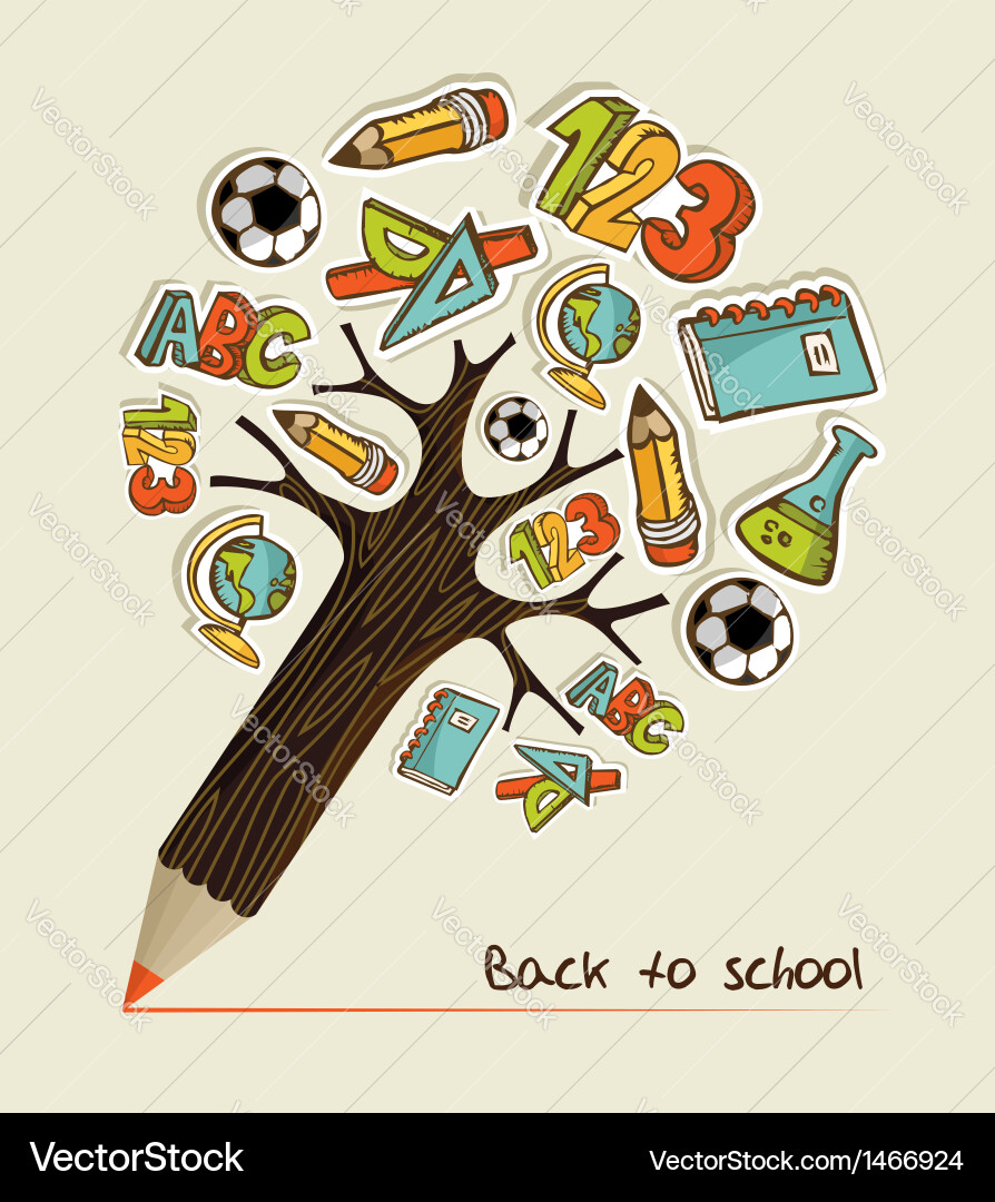 Back to school pencil tree Royalty Free Vector Image