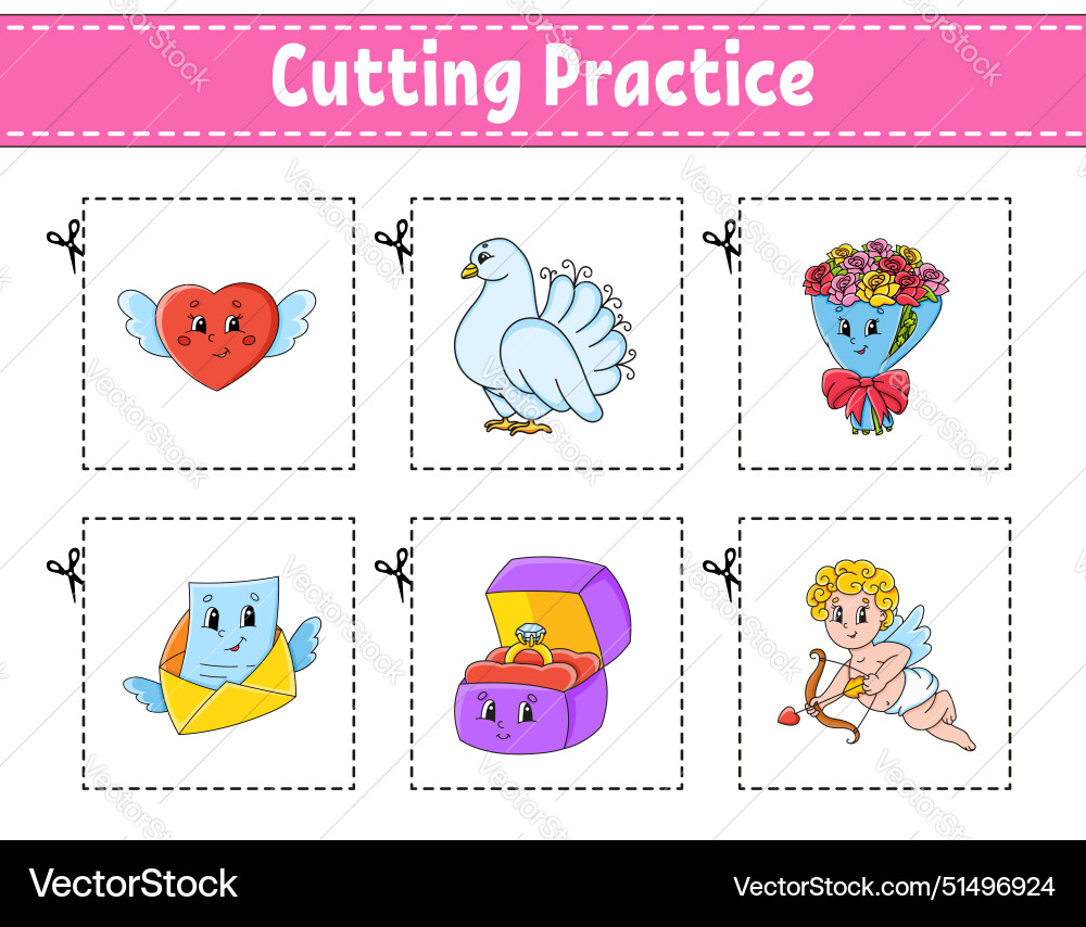 Cutting practice for kids education developing Vector Image