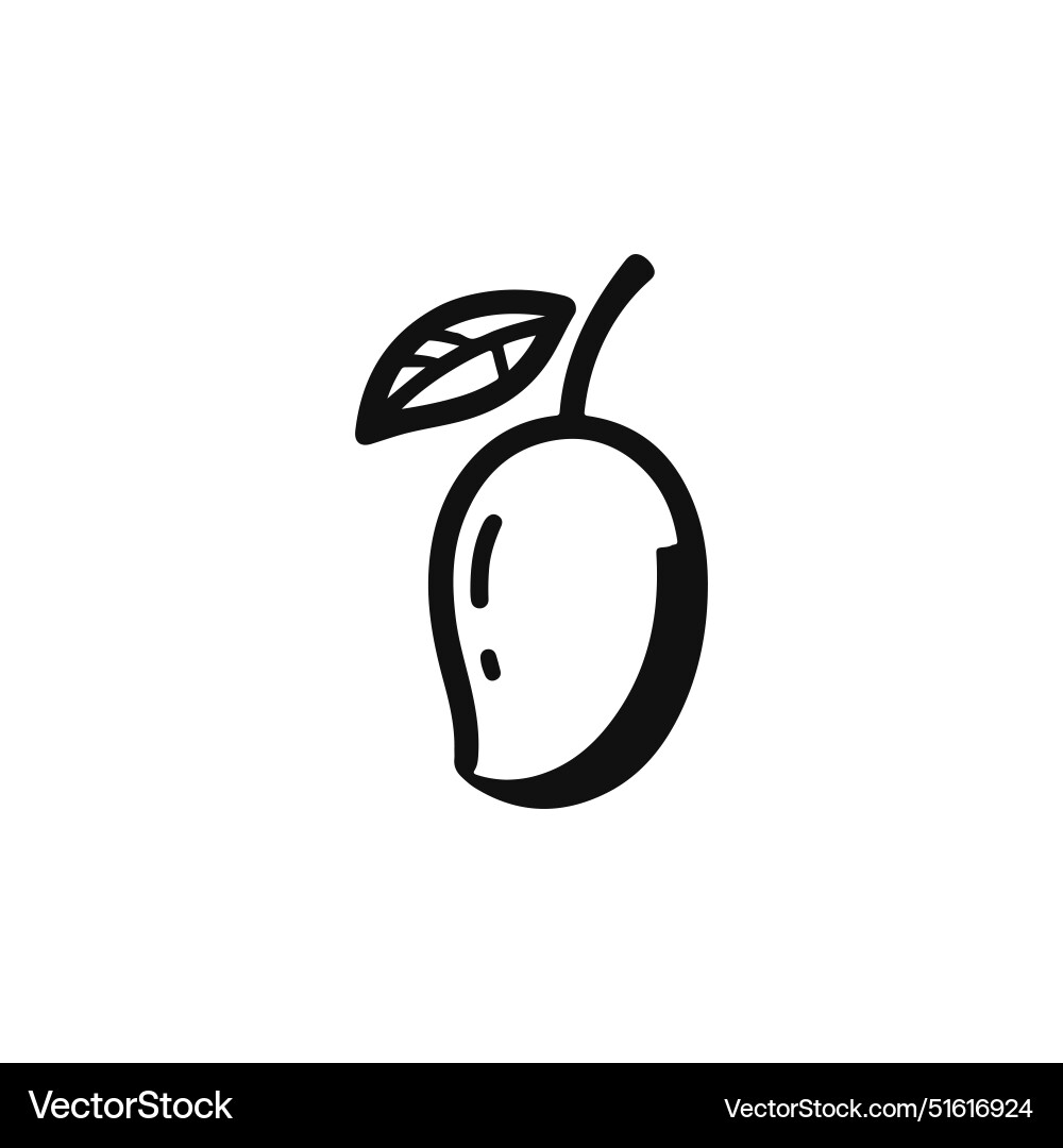 Minimalist black and white mango silhouette Vector Image