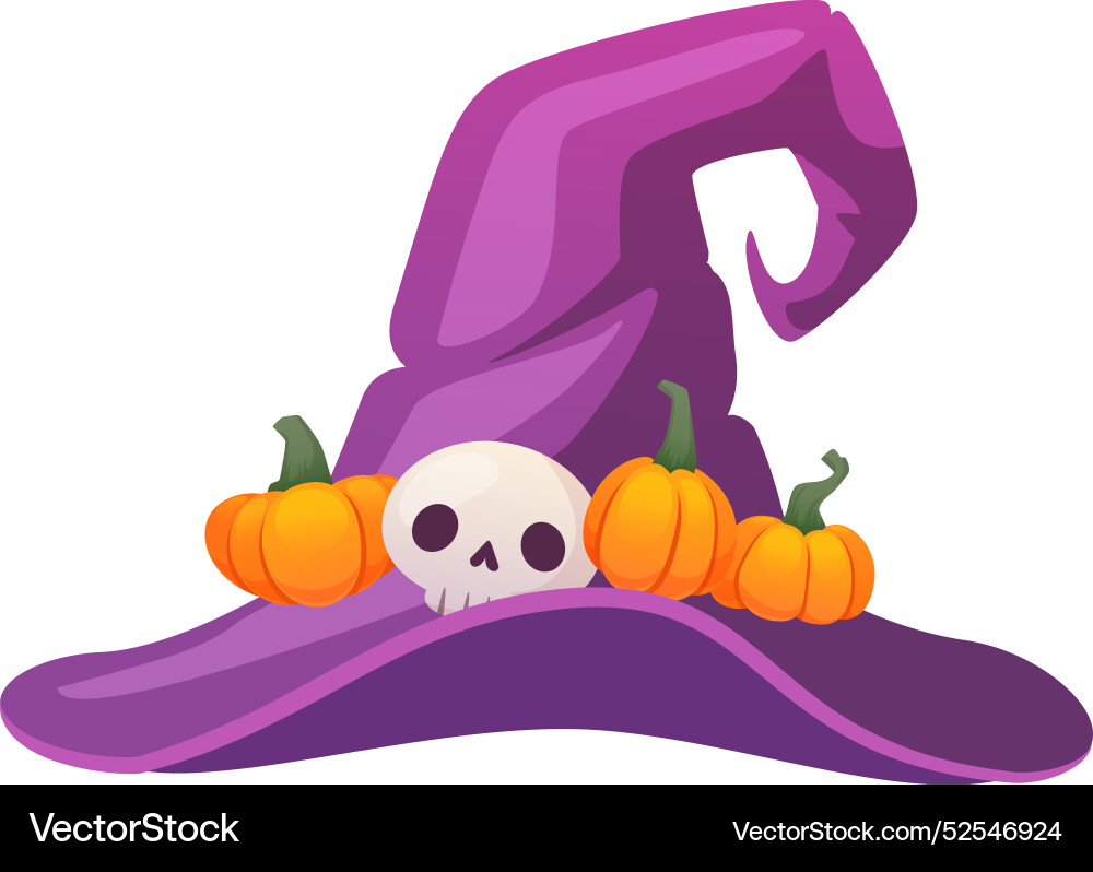 Witch cap cartoon icon halloween autumn hat Vector Image