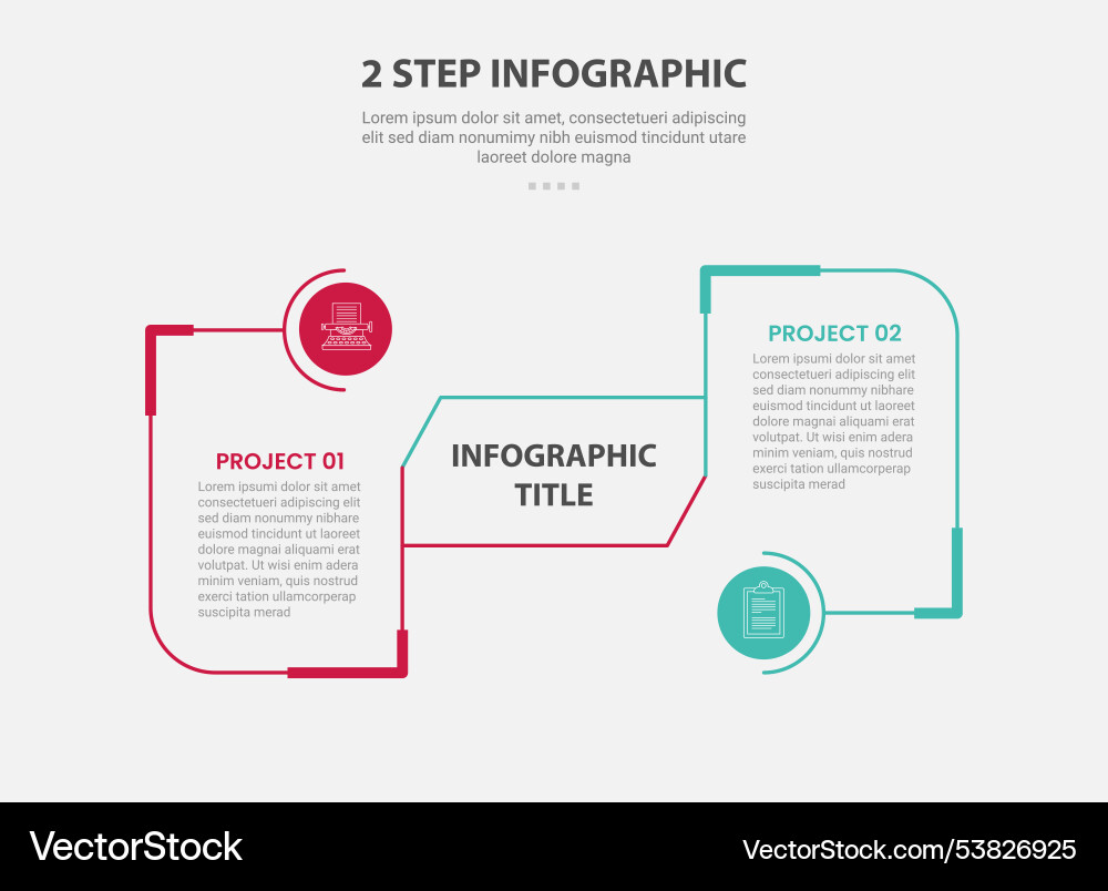 2 points template infographic outline style with Vector Image