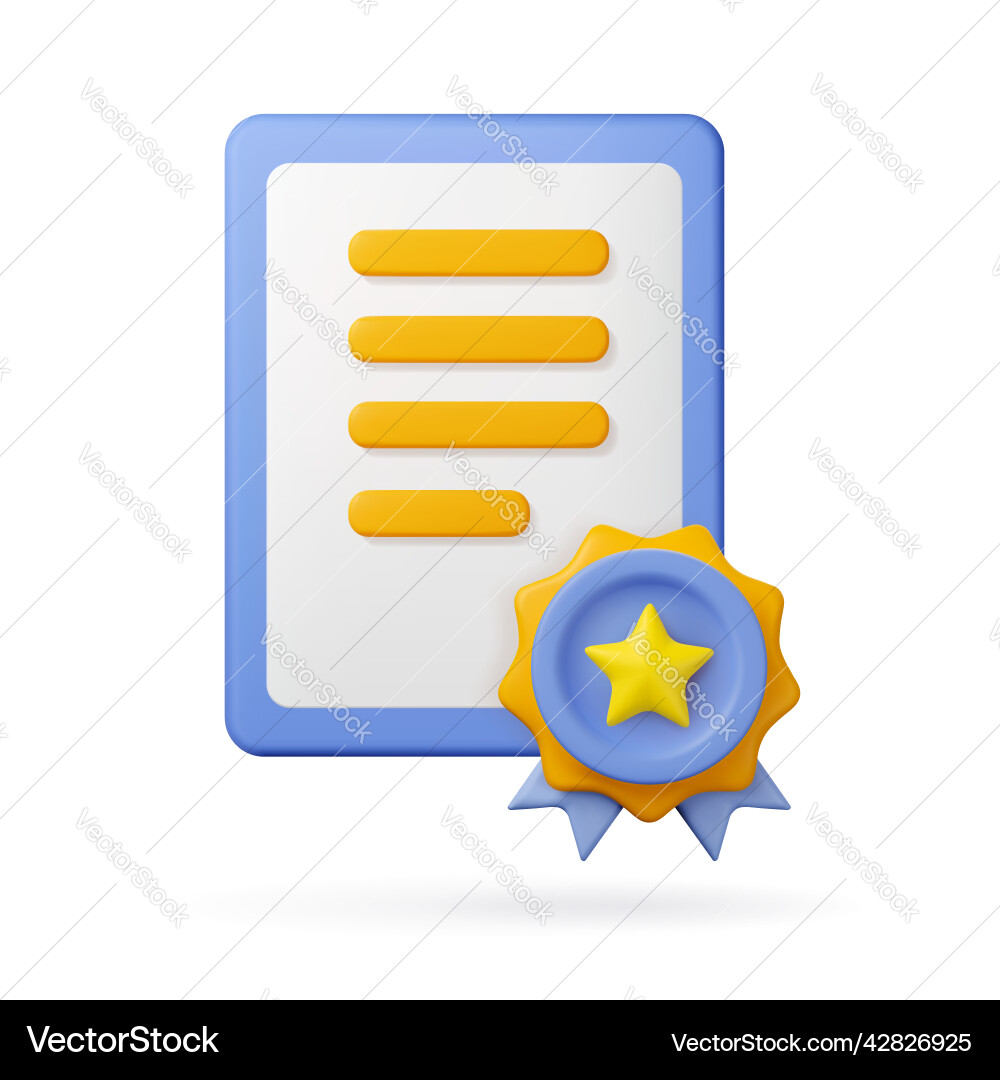 3d certificate icon Royalty Free Vector Image - VectorStock