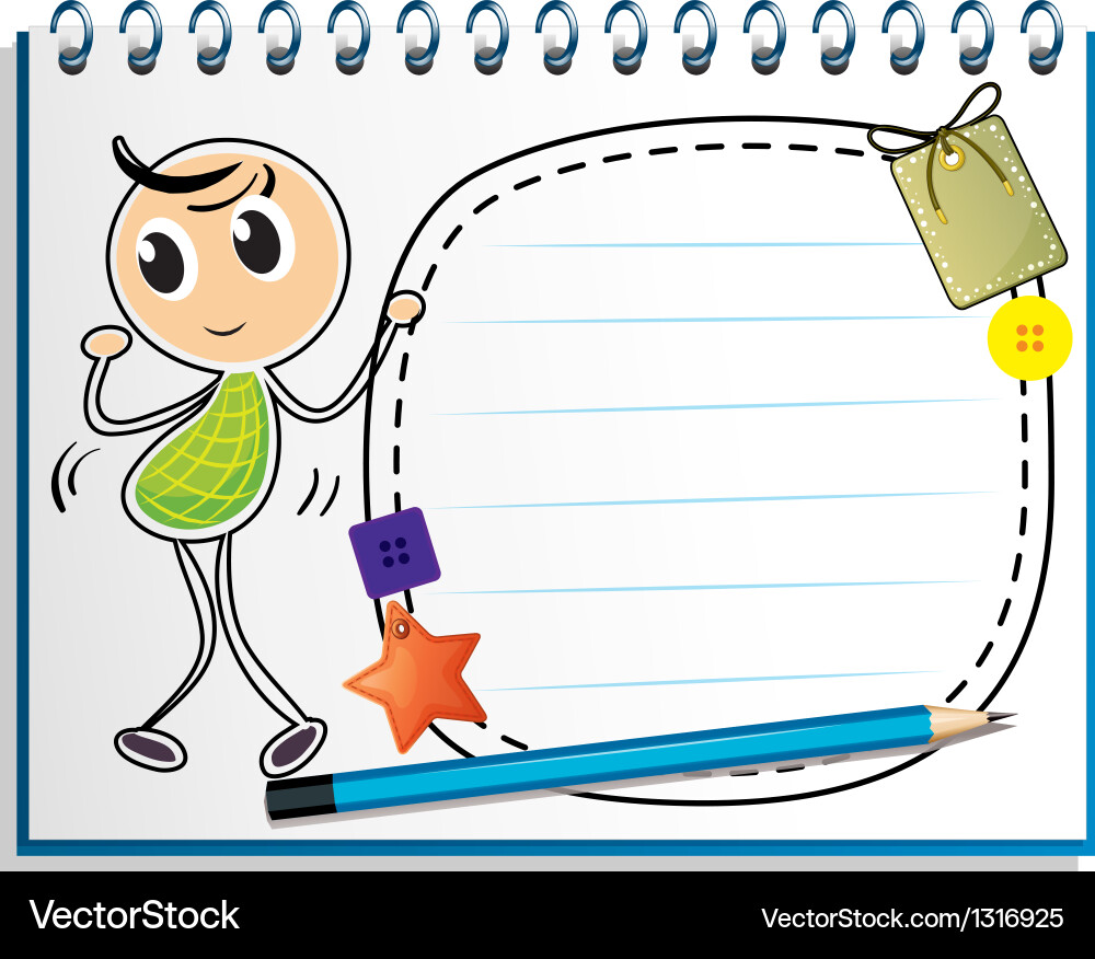 A notebook with kid dancing at the cover page Vector Image