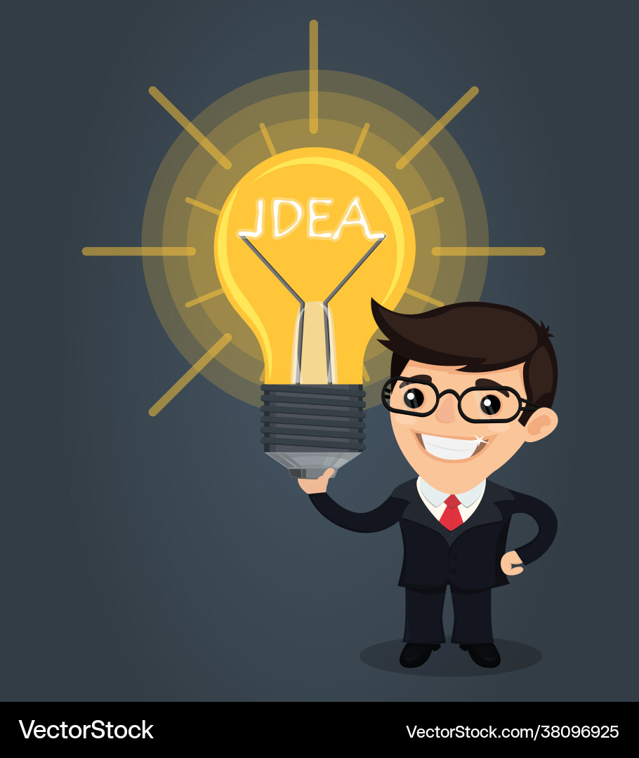 Businessperson is holding a idea light bulb Vector Image