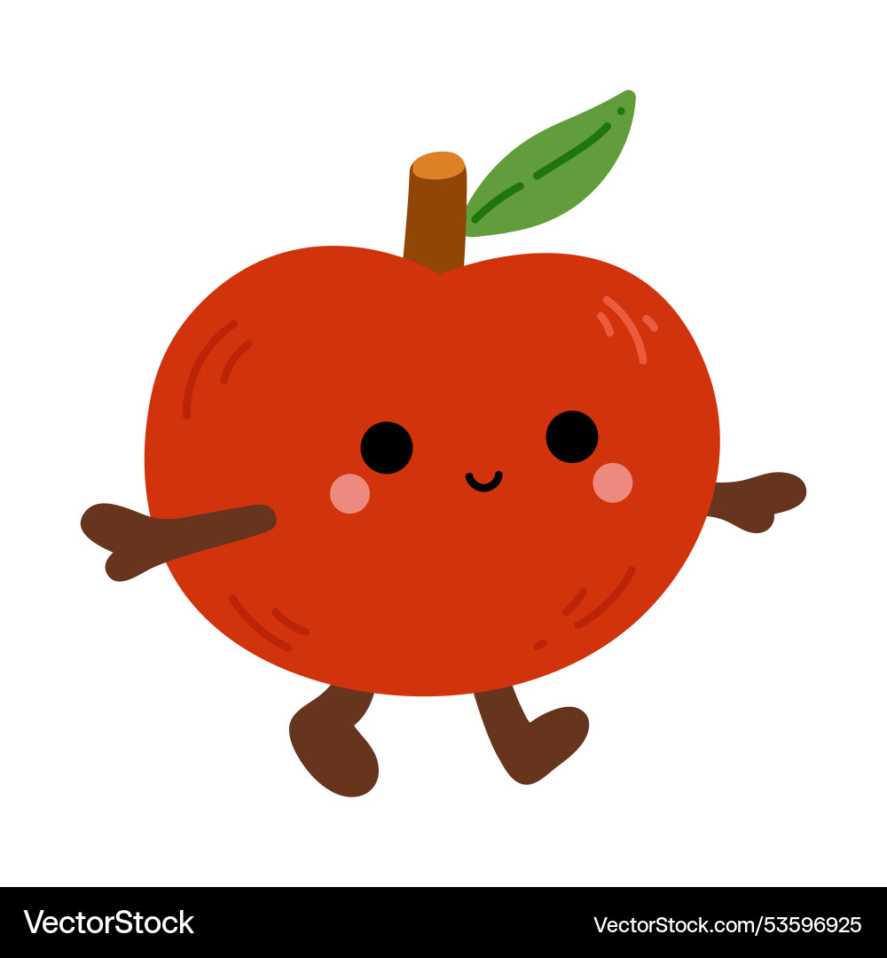 Cartoon cute character apple Royalty Free Vector Image