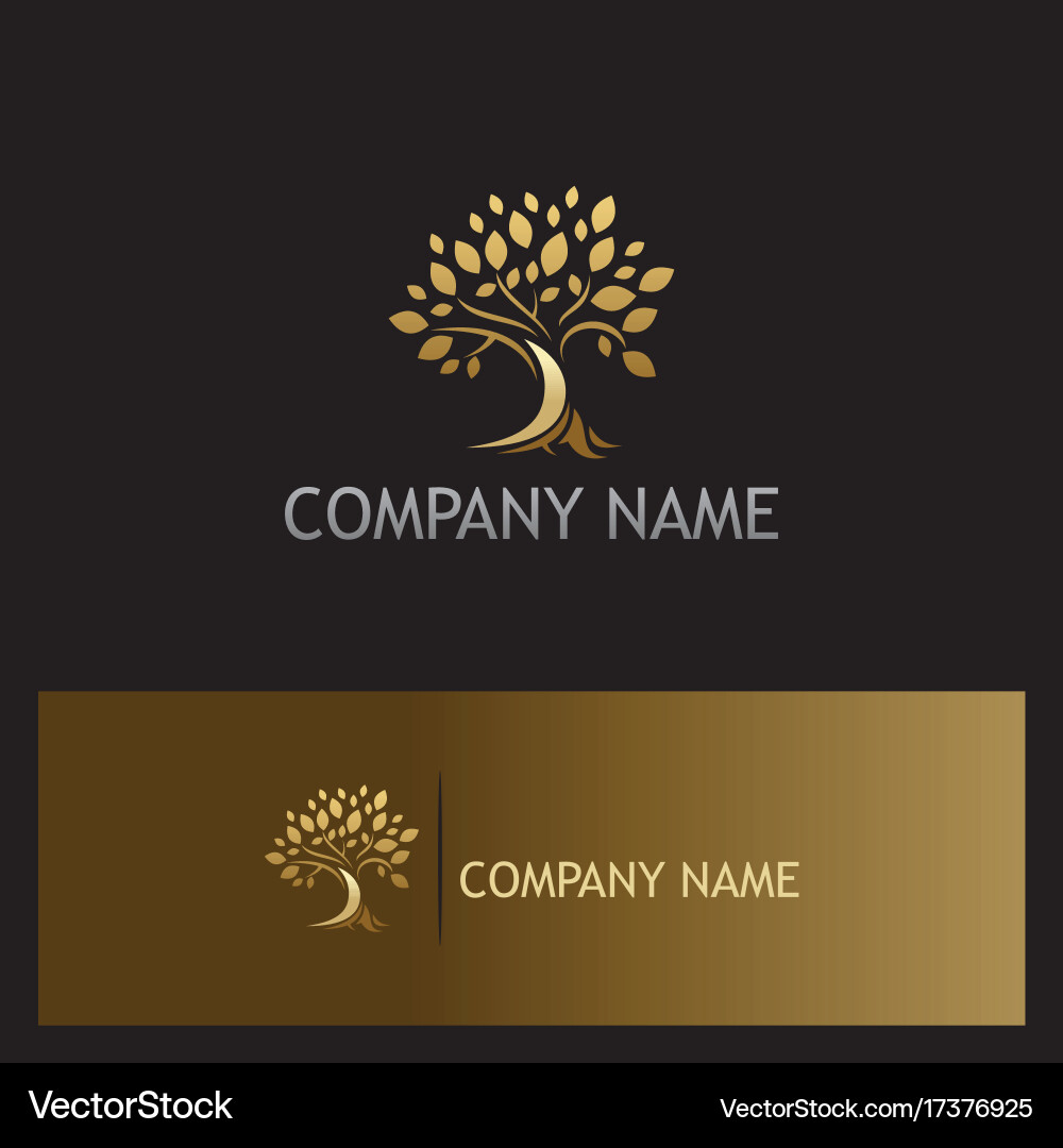 Gold tree nature logo Royalty Free Vector Image
