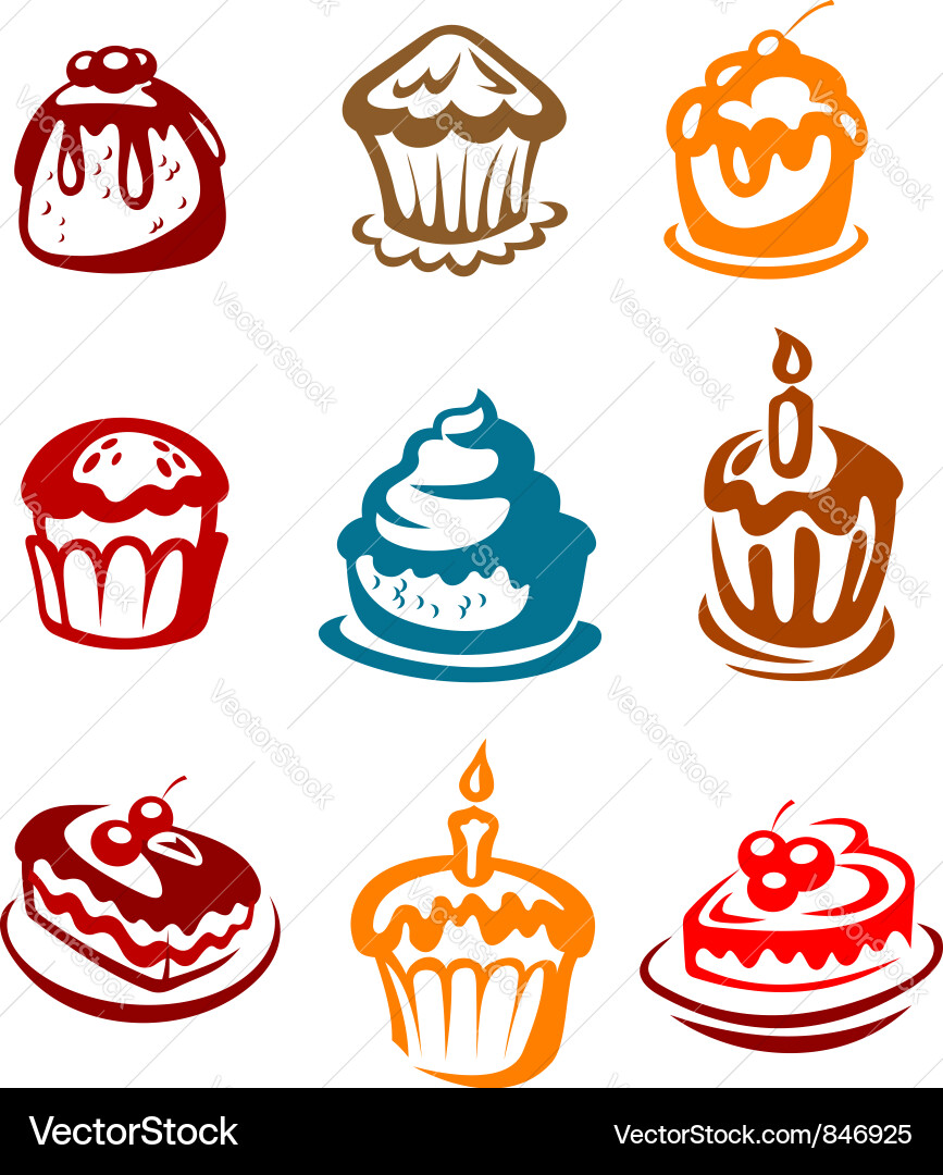 Pastries and Cakes Set Royalty Free Vector Image