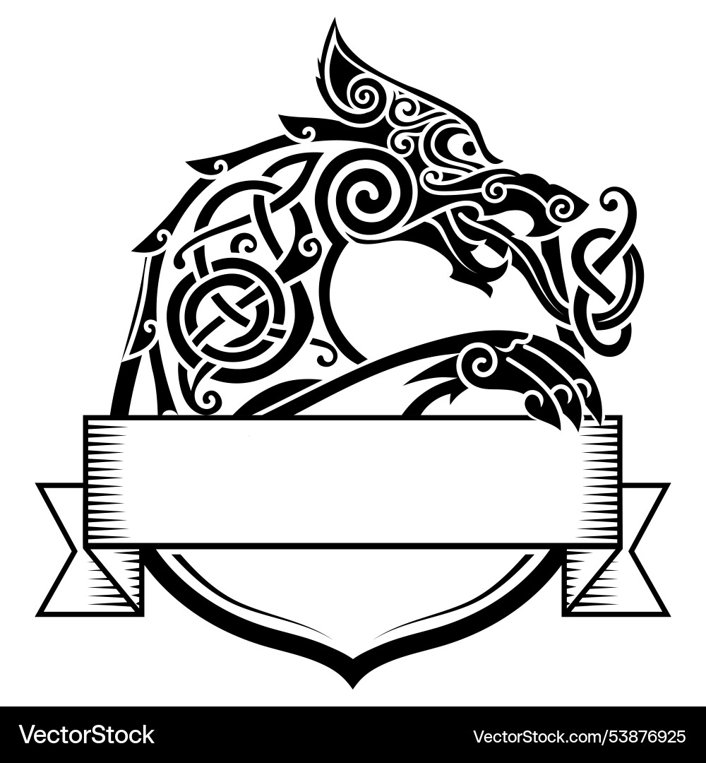 Scandinavian viking design fenrir wolf head Vector Image