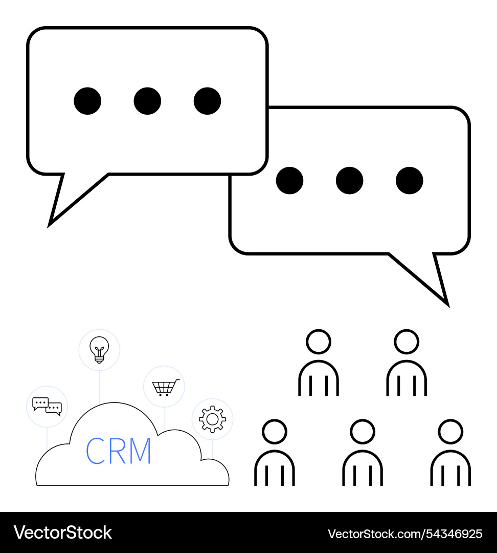 Simplified communication and crm concept Vector Image