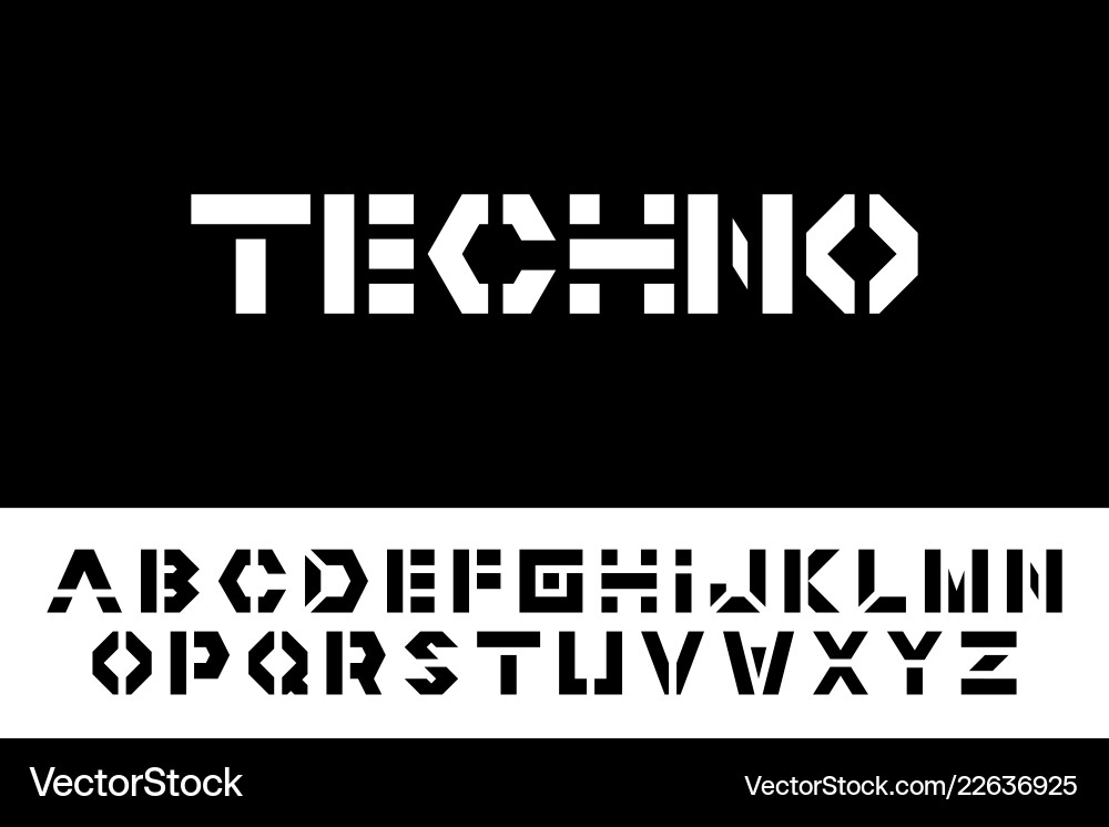 Techno font - modern futuristic design Royalty Free Vector