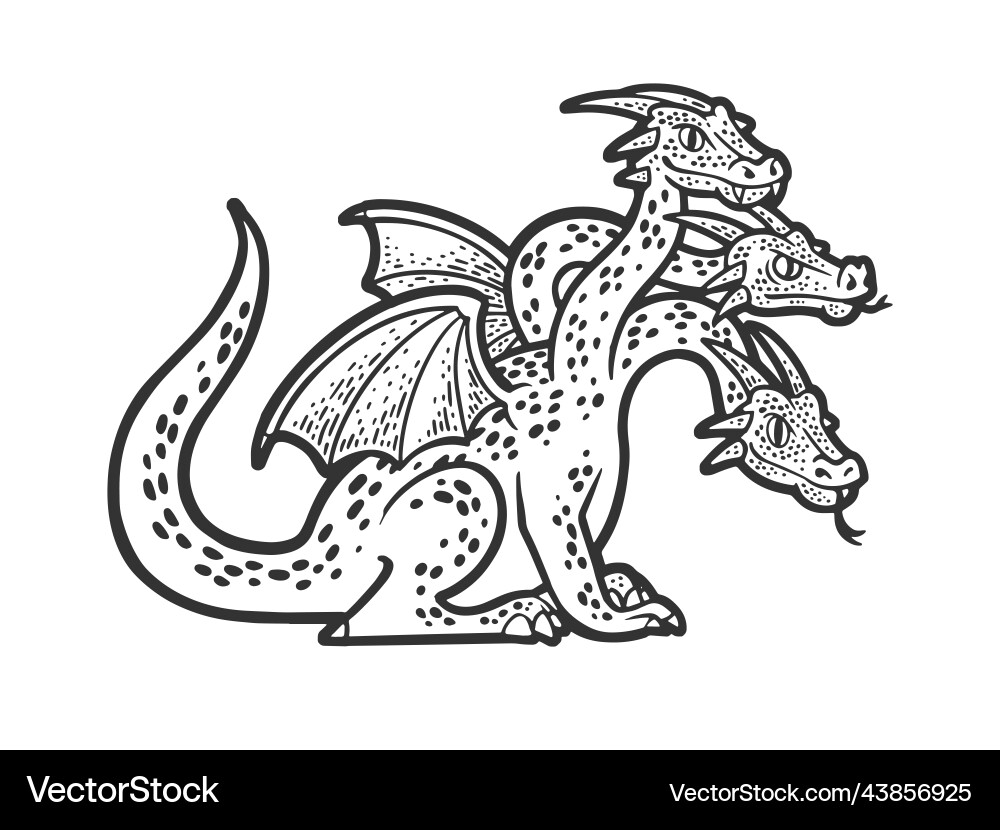 Zmei gorynich three headed dragon sketch Vector Image