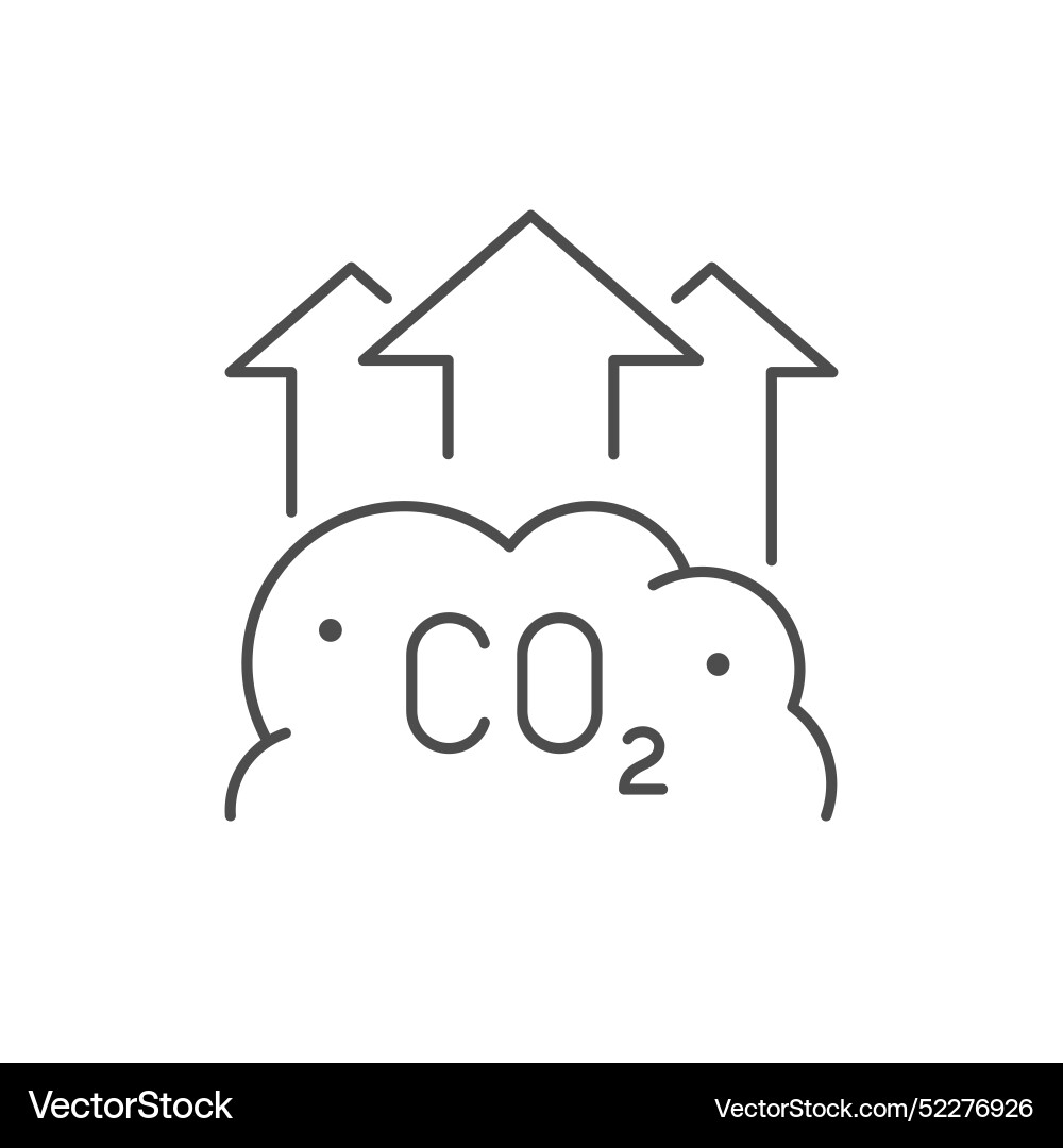 Carbon dioxide increasing line icon Royalty Free Vector