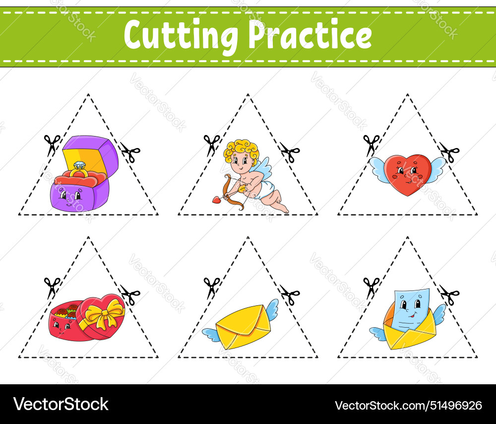 Cutting practice for kids education developing Vector Image