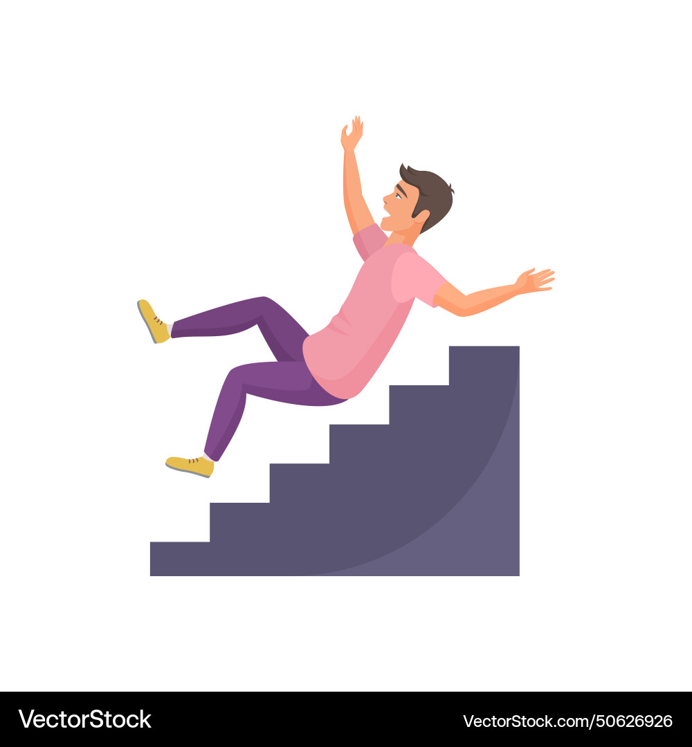 Fall accident of man person falling down from Vector Image