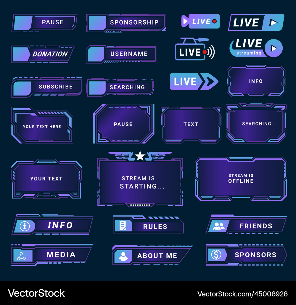 Game Streaming Overlay Badge Royalty Free Vector Image
