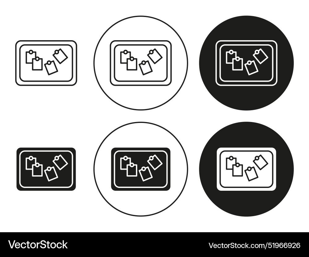 Notice board with notes linear art icon set Vector Image