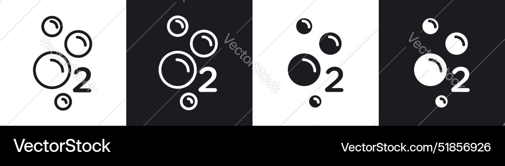 Oxygen o2 icon set in black and white filld Vector Image