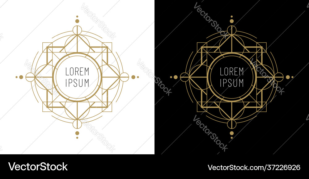 Sacred Geometry Logo - Geometric Emblem Royalty Free Vector