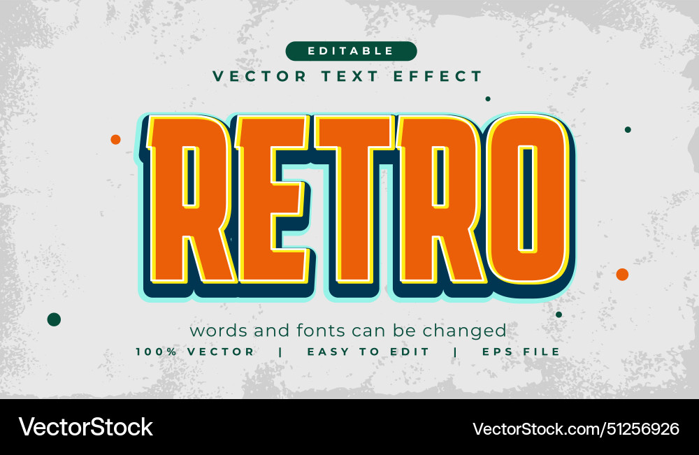 Text effect style retro editable lettering design Vector Image