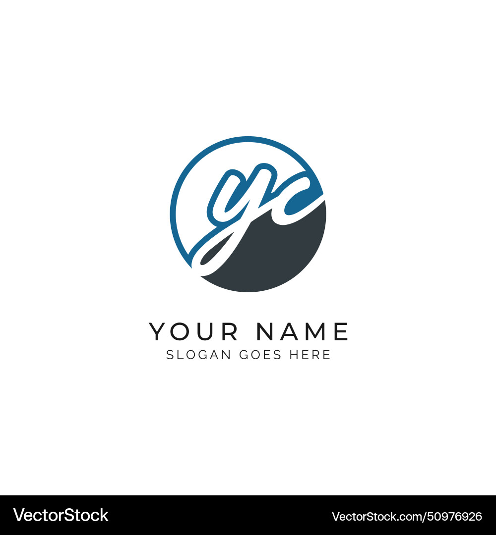 Y c yc initial letter alphabet signature Vector Image