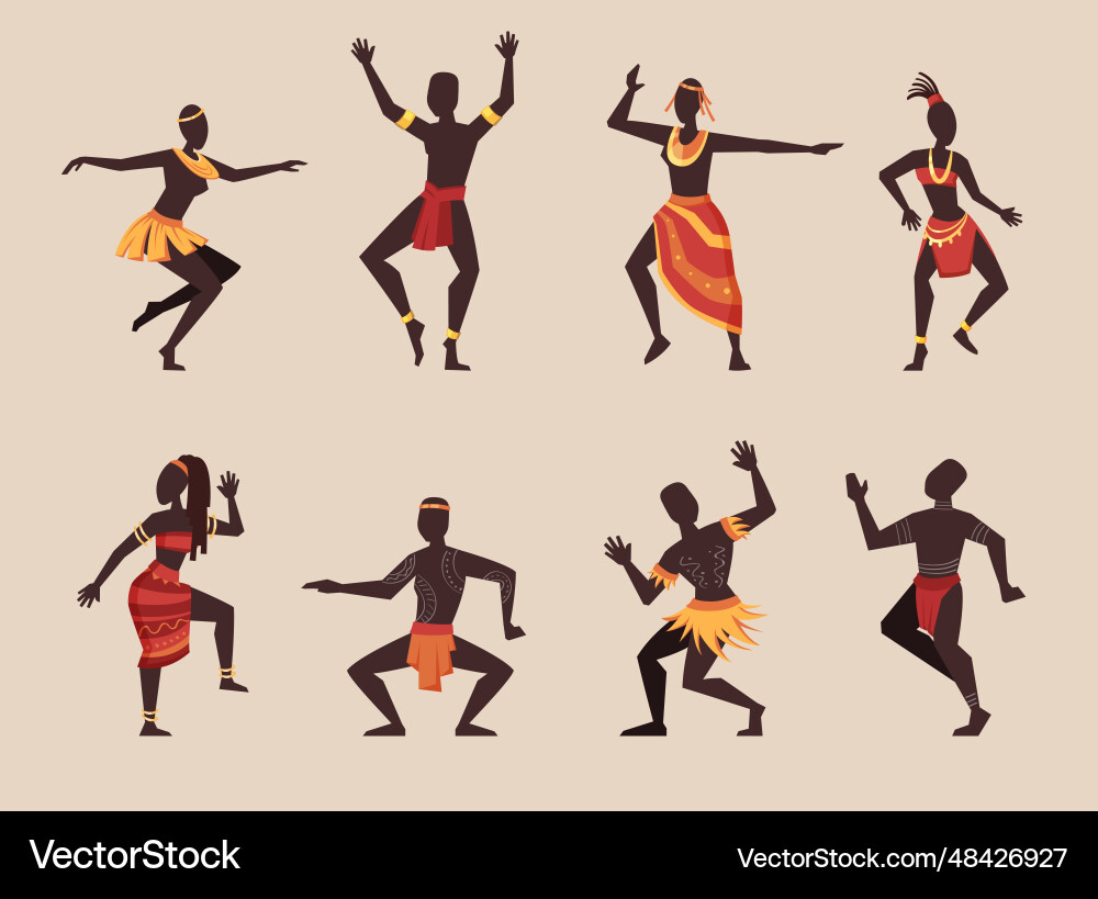 African ritual dancing cartoon aboriginal ethnic Vector Image
