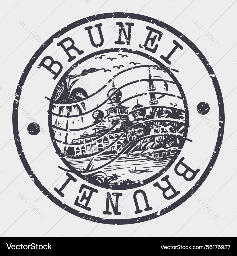 Brunei stamp postal silhouette seal Royalty Free Vector