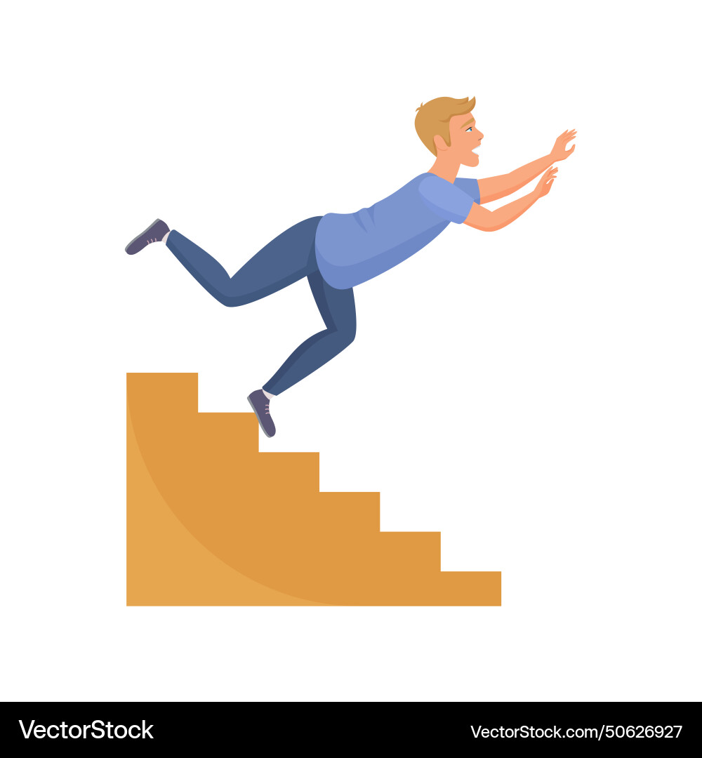 Fall accident on stairs man falling down from Vector Image