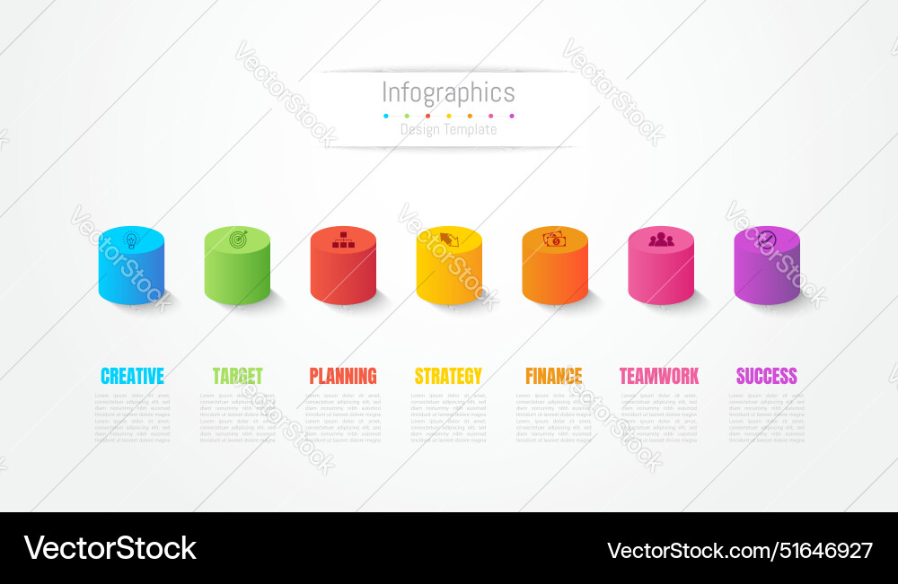 Infographic 7 options design elements Royalty Free Vector