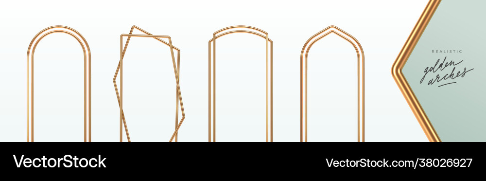 Realistic golden 3d metal arches Royalty Free Vector Image