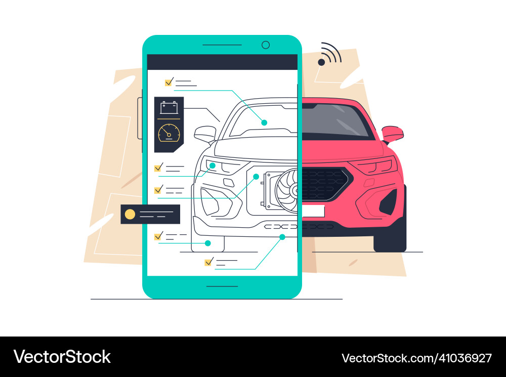 Remote diagnostics of vehicles car service Vector Image