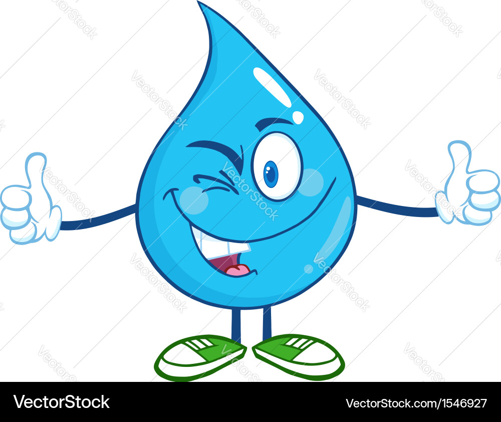 Water droplet cartoon character Royalty Free Vector Image