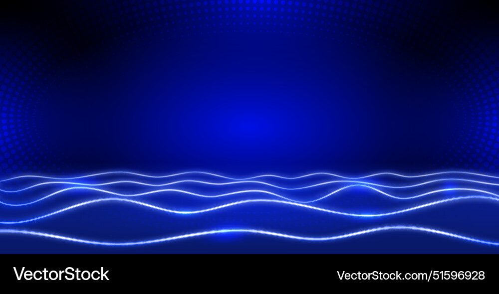 Abstract wavy blue neon background in retro style Vector Image