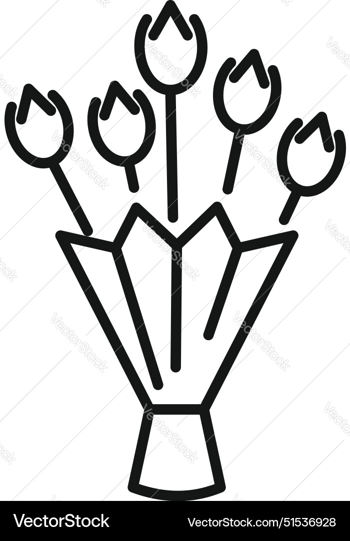 Bouquet of five tulips icon Royalty Free Vector Image