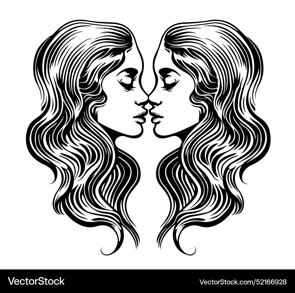 Hand drawn gemini zodiac Royalty Free Vector Image