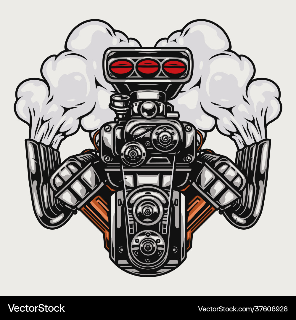 Hot rod or muscle car engine Royalty Free Vector Image