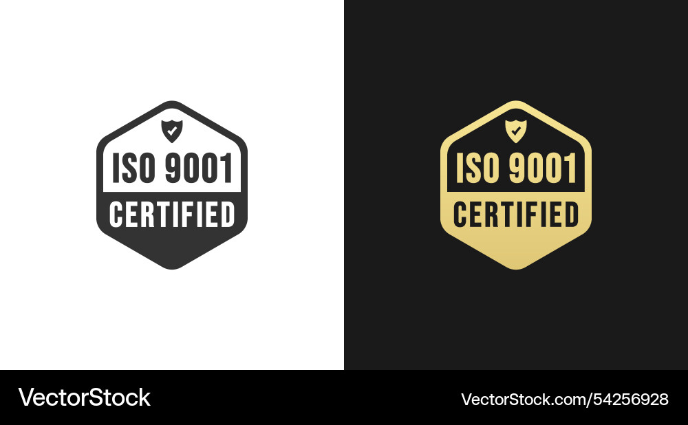 Iso 9001 label or mark isolated Royalty Free Vector Image