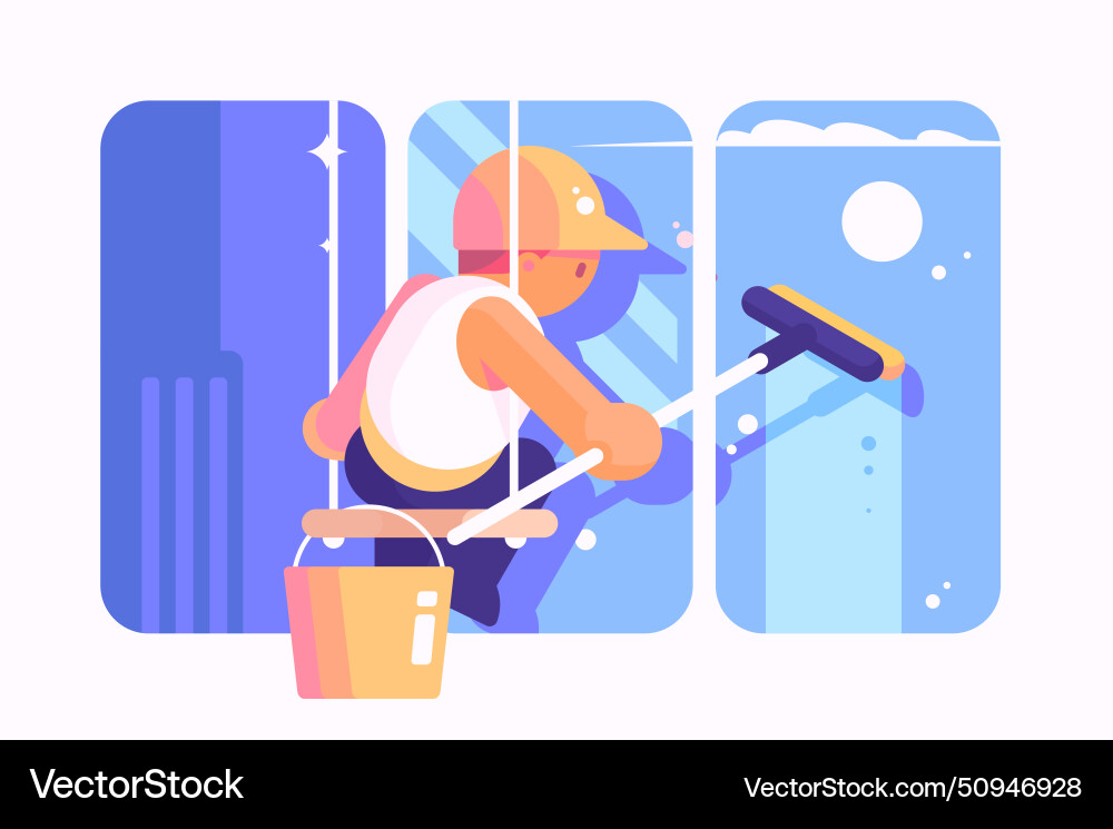 Window cleaner at work Royalty Free Vector Image