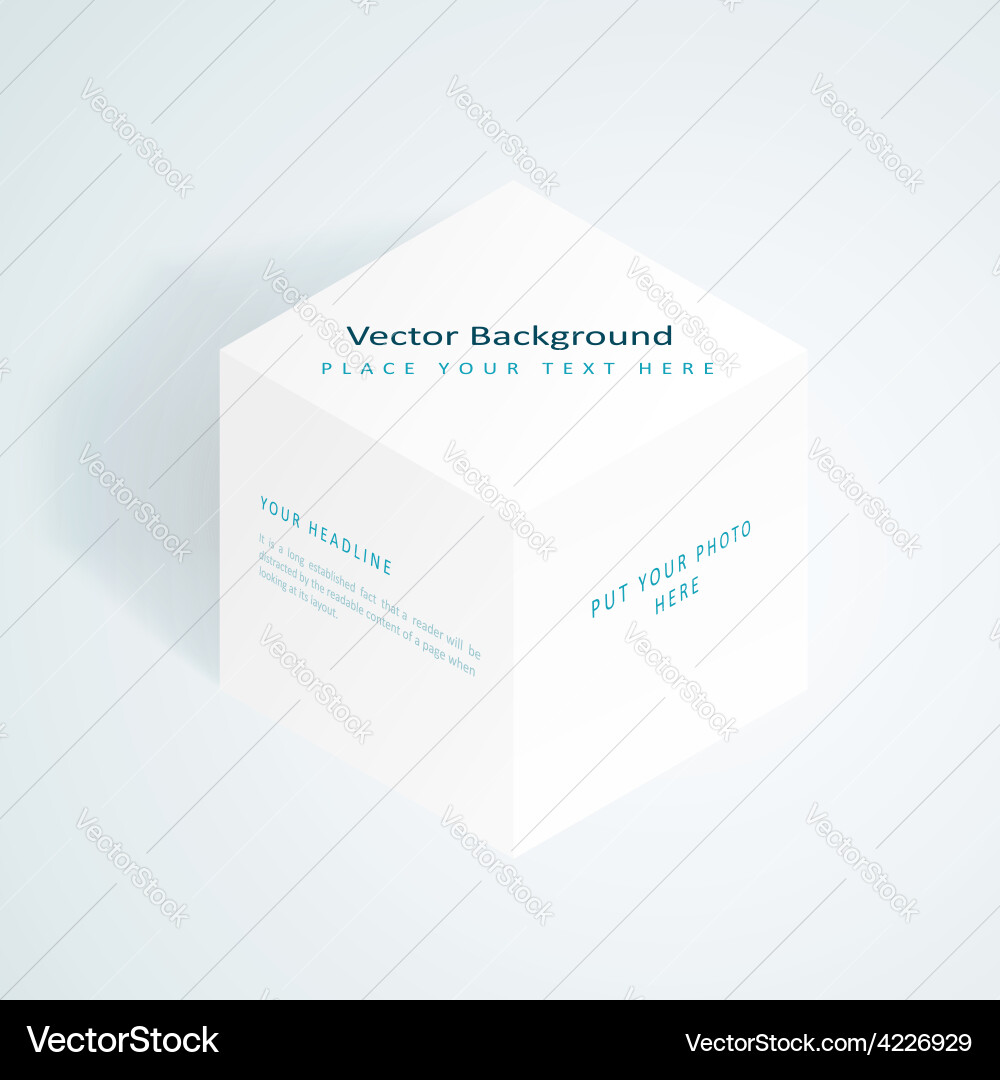3d white cube Royalty Free Vector Image - VectorStock