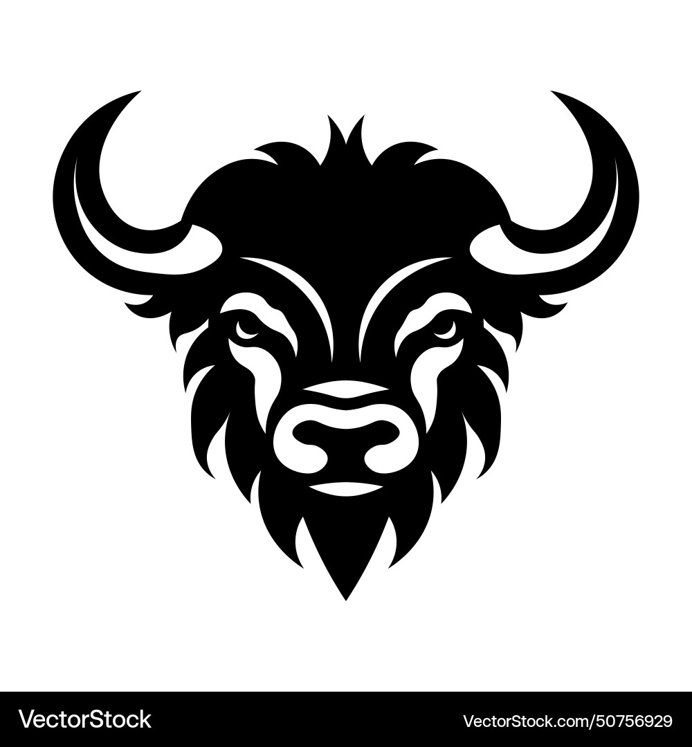 Black yak head icon on white background Royalty Free Vector