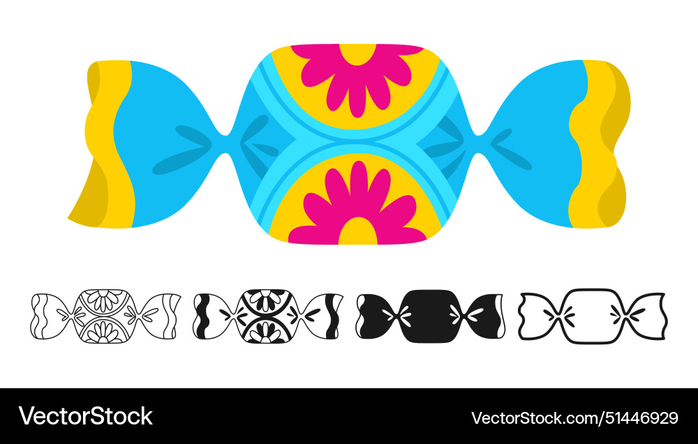 Candy ornament wrapped sign set sweets lollipop Vector Image