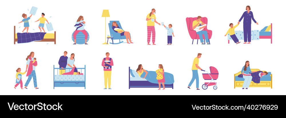 Children's Bedtime Routine Royalty Free Vector Image